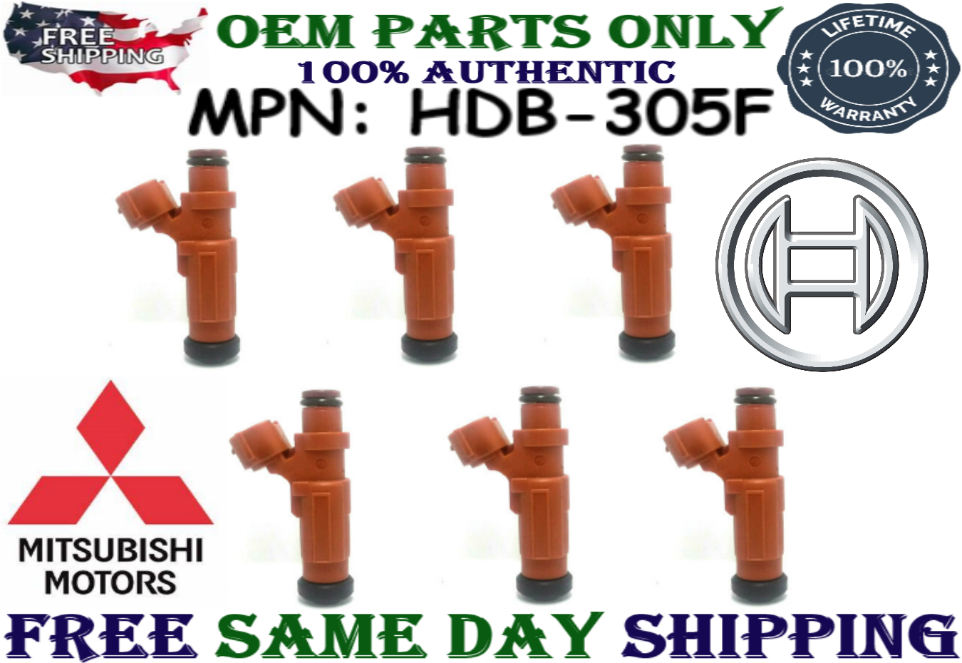 SET OF 6 GENUINE Bosch Fuel Injectors for 2004-2011 Mitsubishi Endeavor ...