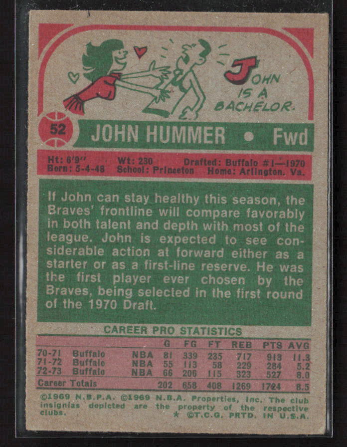 1973 Topps #52 John Hummer EX | eBay