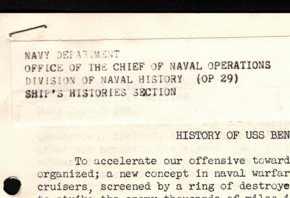 OPC 1954 Navy DEPT Ship's Histories 6pg History of USS Benham DD-397 | eBay