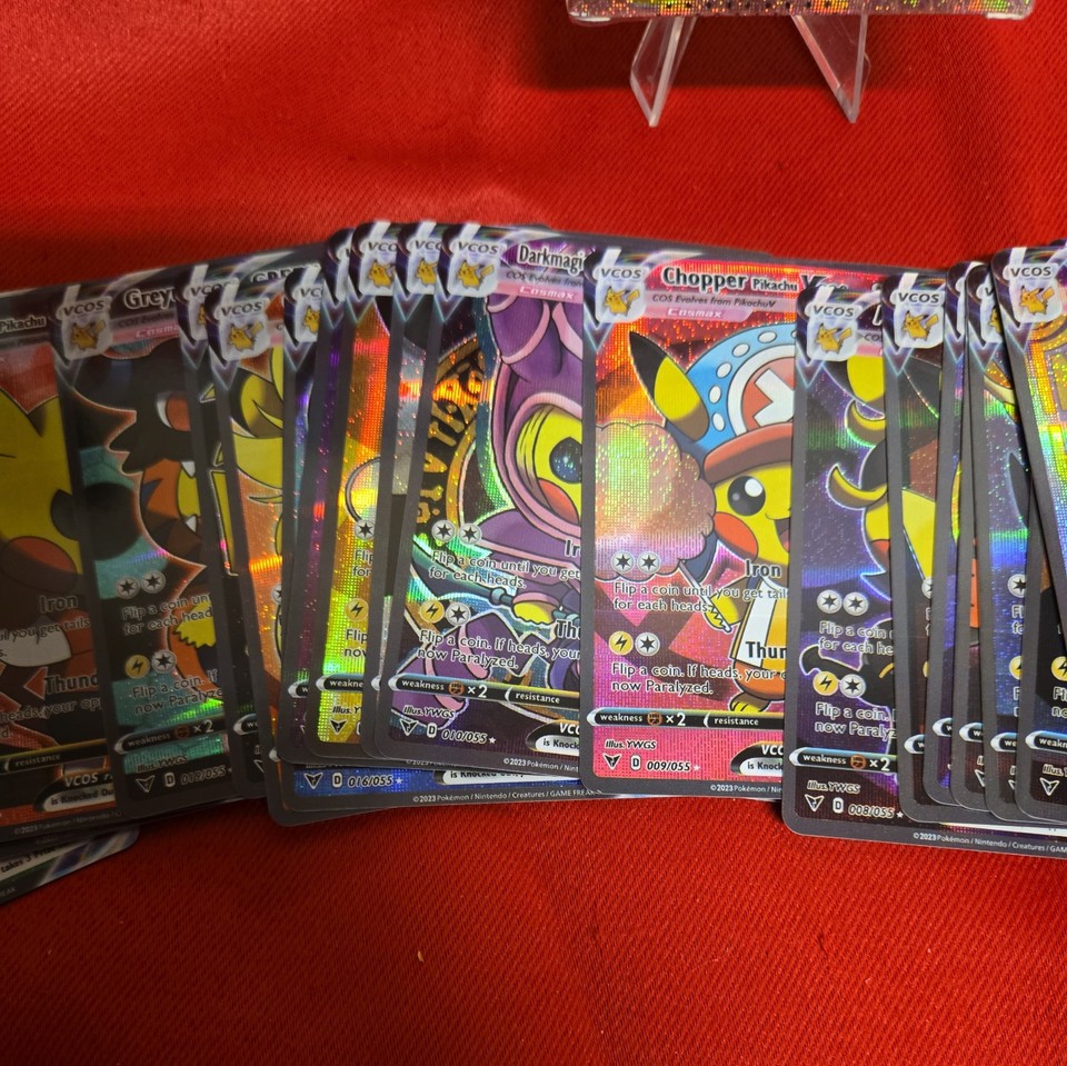 POKEMON 55Pcs Pikachu Pika Vcos Card Cosplay Holo Flashing Cards | eBay