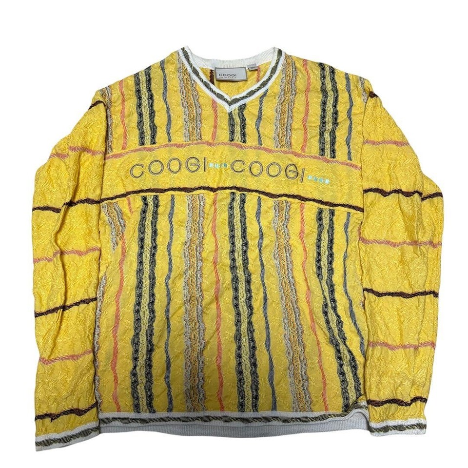COOGI All-over Pattern Knit 3D Yellow Size 2XL Men Auth From Japan TK ...