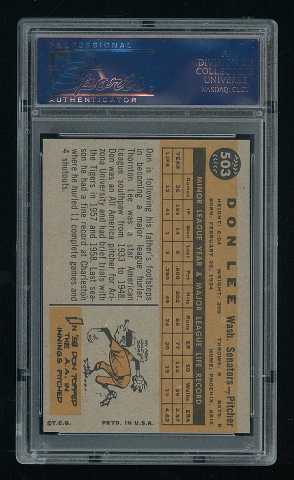 1960 Topps #503 Don Lee PSA 8 NM-MT | eBay