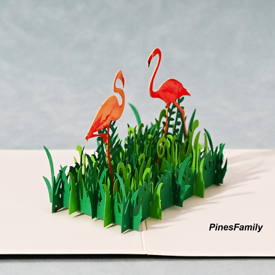 C18-Beautiful 3D Pop-Up Flamingo Card - Perfect for Birthdays ...