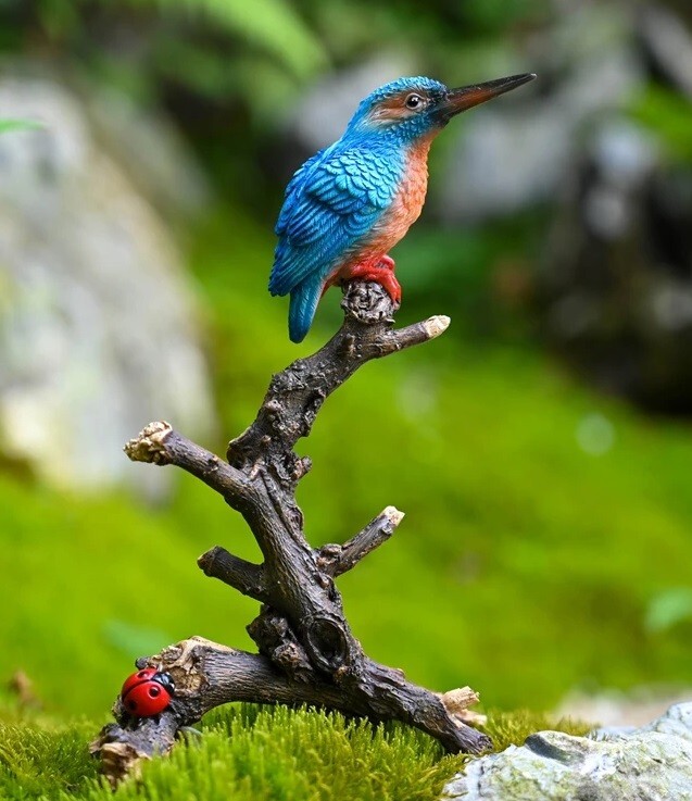 Kingfisher Bird Statue Garden Sculpture Tabletop Figurine Home Decor ...