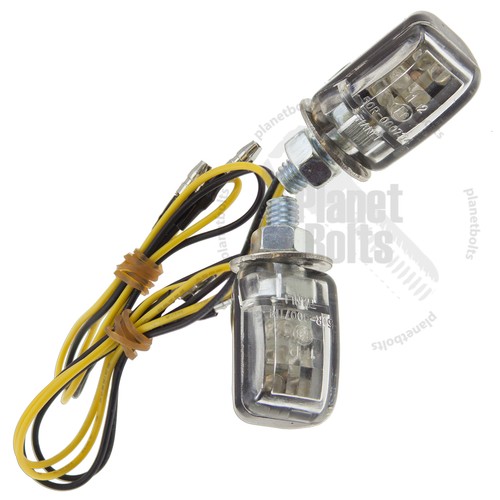 Clear Chrome LED Signal Universal Light Motorcycle Stem Flasher Micro ...