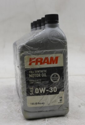 NEW Fram SAE 0W-30 Full Synthetic Motor Oil 1 Quart Set of 6 F903 | eBay