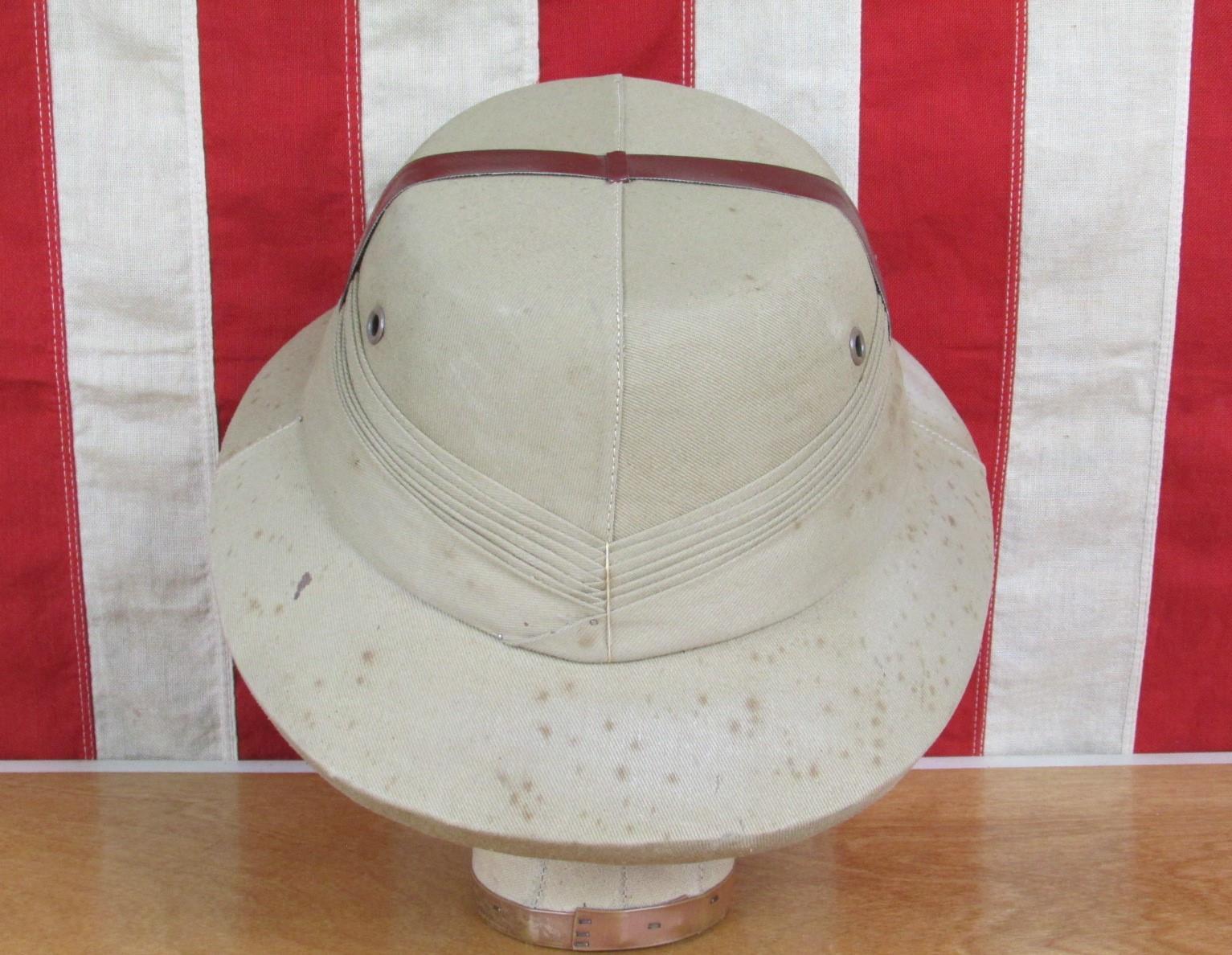 Vintage 1950s Bombay Bowler Tan Pith Sun Helmet Hat India 7 1/8 Safari ...