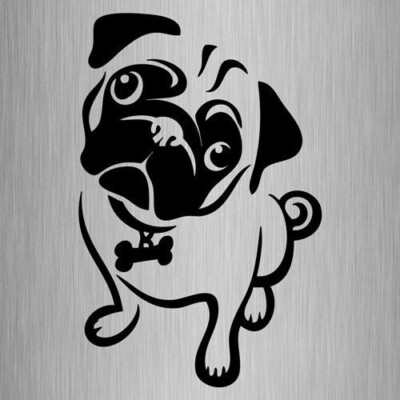 Pug Sticker -Reflective/Metallic Color Funny Car Laptop Decals outline ...