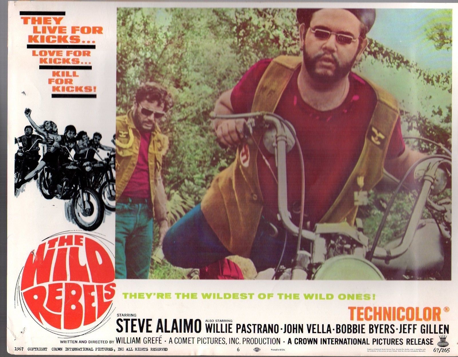 STEVE ALAIMO WILLIE PASTRANO THE WILD REBELS 1967 ORIG 11X14 LOBBY CARD LC2994 | eBay