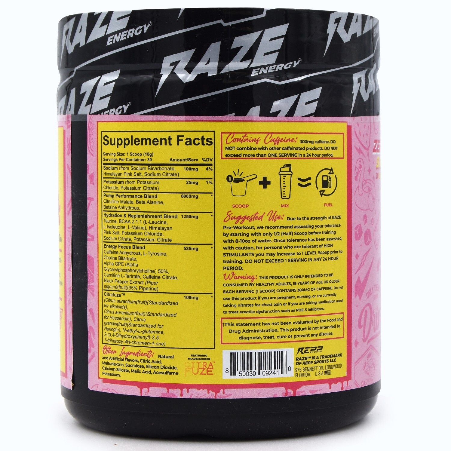 Repp Sports RAZE Pre Workout-Strawberry Lemonade - 30 srvgs - Best By ...