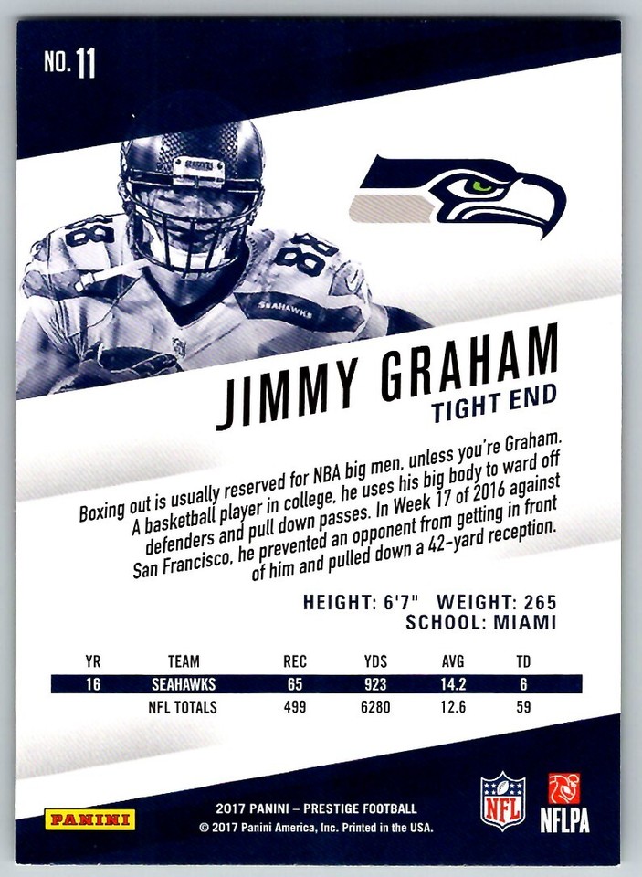 2017 PANINI PRESTIGE JIMMY GRAHAM SEATTLE SEAHAWKS #11 | eBay