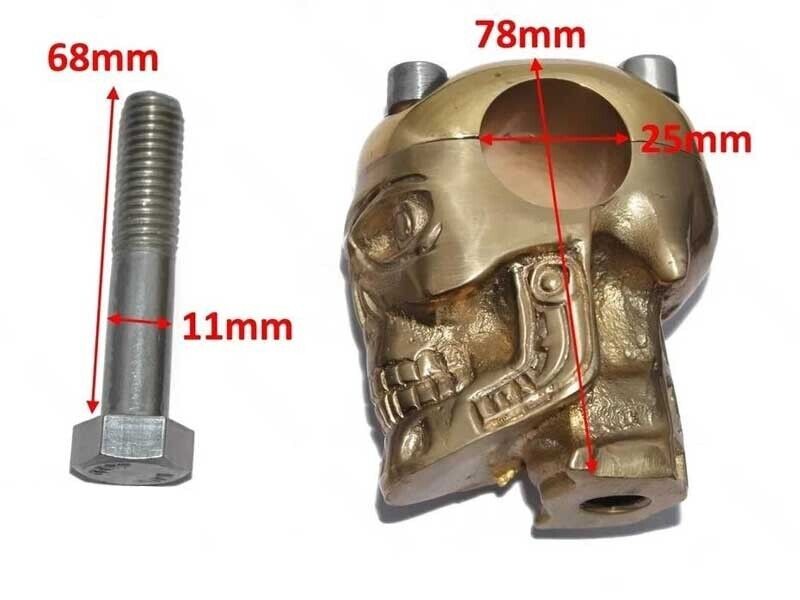 Skull Custom Brass Old School 1" Inch Handlebar Risers for Harley ...