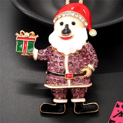 Fashion Women Purple Rhinestone Santa Claus Christmas Crystal Chain ...