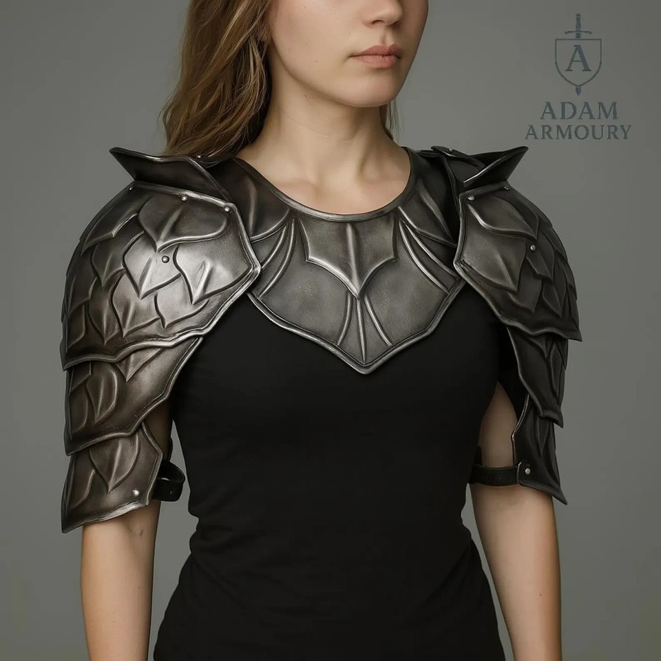 Steel Dragon Scale Pauldrons with Gorget Larp Cosplay Armor | eBay