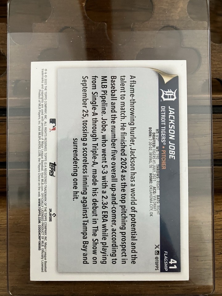 2025 Topps Flagship Collection Jackson Jobe RC #41 Tigers Costco ...