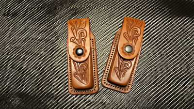 HAND TOOLED 2 DOUBLE STACK LEATHER MAG POUCHES | eBay