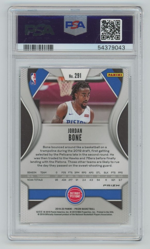 2019-20 Panini Prizm Silver Prizm Jordan Bone Rookie PSA 10 Detroit ...