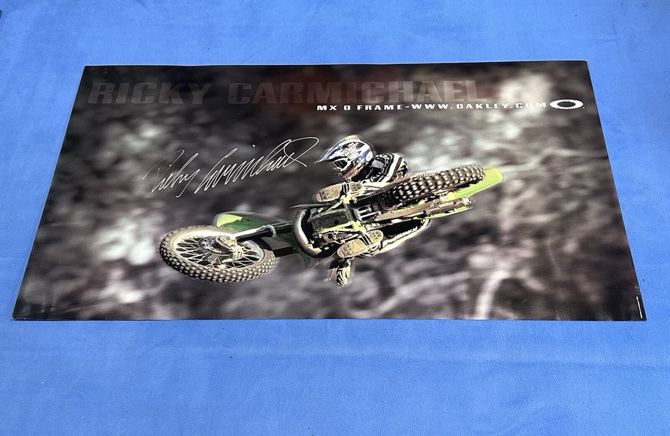 LG RICKY CARMICHAEL SIGNED OAKLEY DLR POSTER VINTAGE MOTOCROSS ...