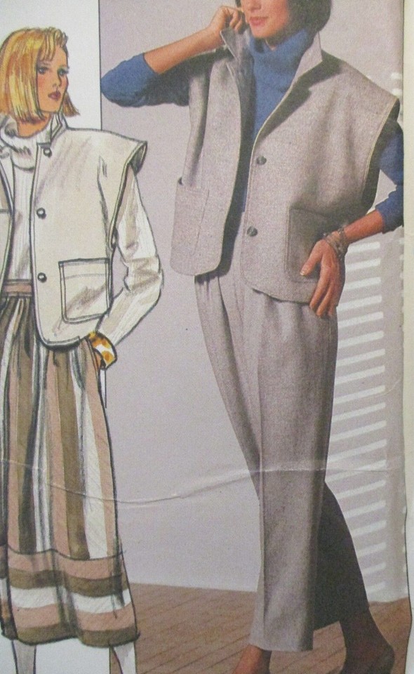 Butterick Pattern 6719 Miss Size 10 Bust 32 1/2" Vest Skirt Pants Uncut ...