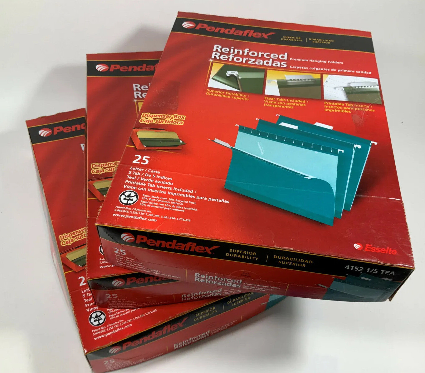 3 Boxes PENDAFLEX Reinforced Hanging Folders Letter Size Color: Teal 25 ...