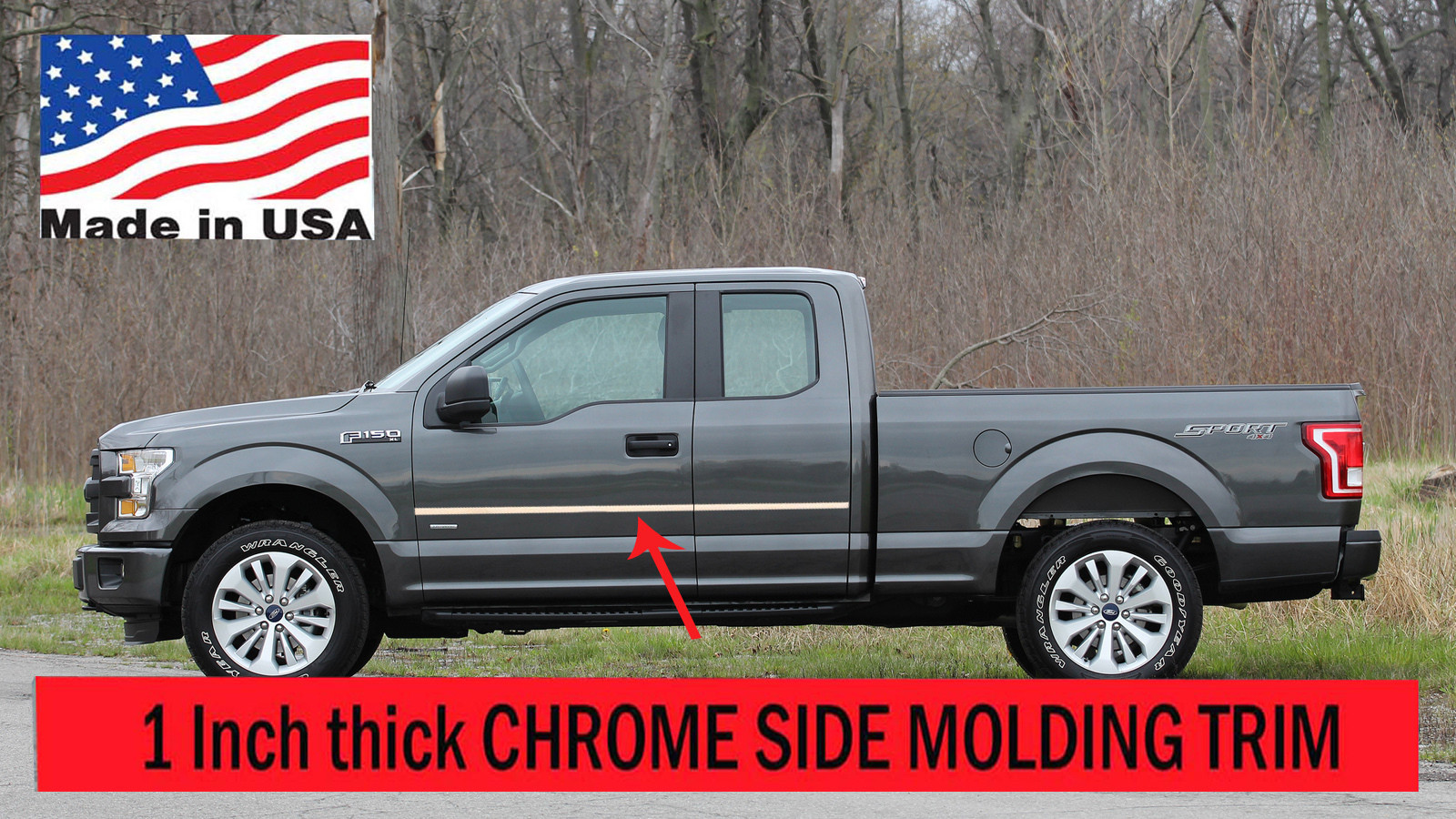Flexible Chrome Side Door Molding Rocker Panel Trim Kit For F-150 2015 ...