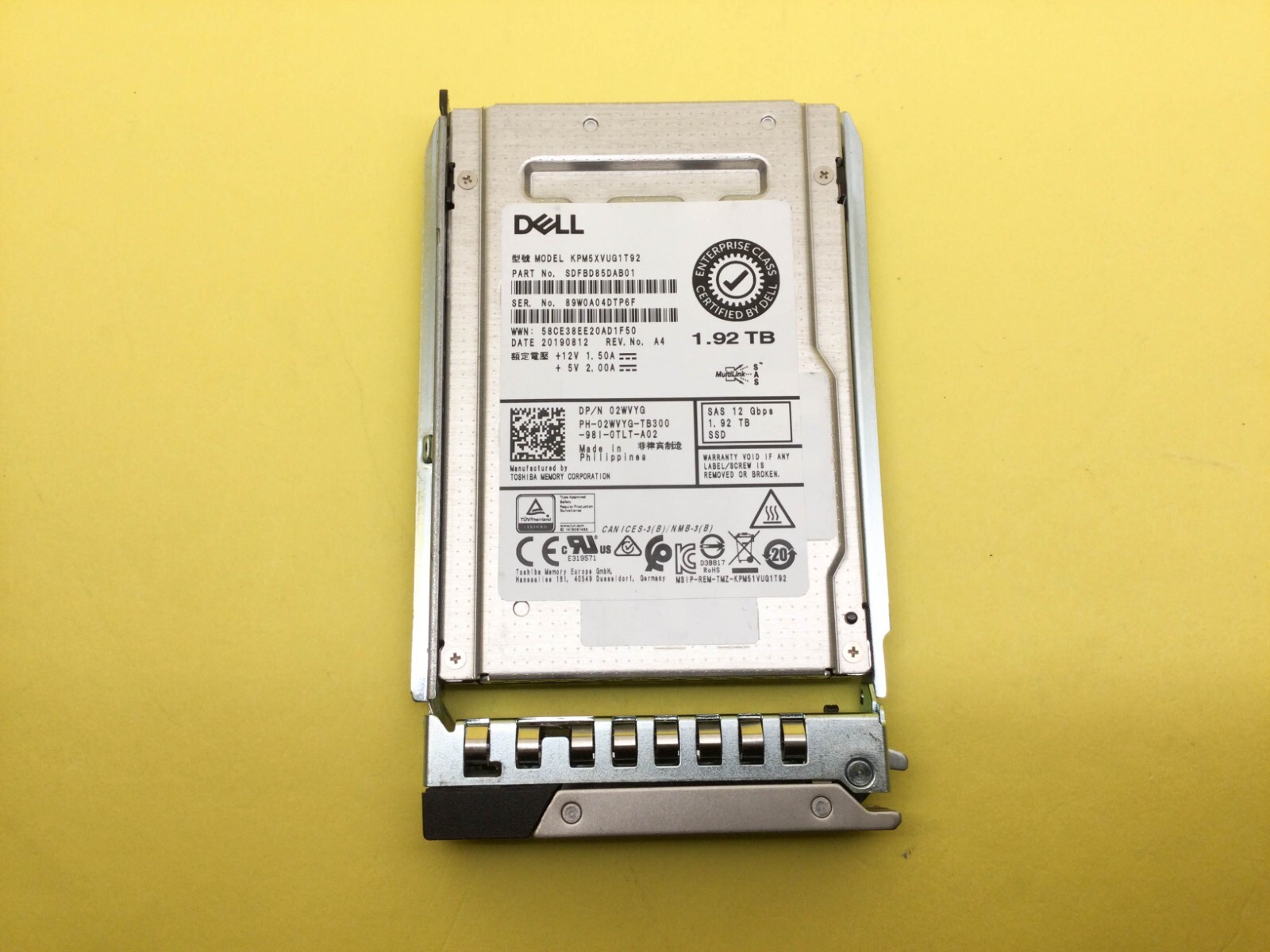 2WVYG Dell 1.92TB SAS 12Gbps Mix Use 2.5'' Internal SSD KPM5XVUG1T92 w ...
