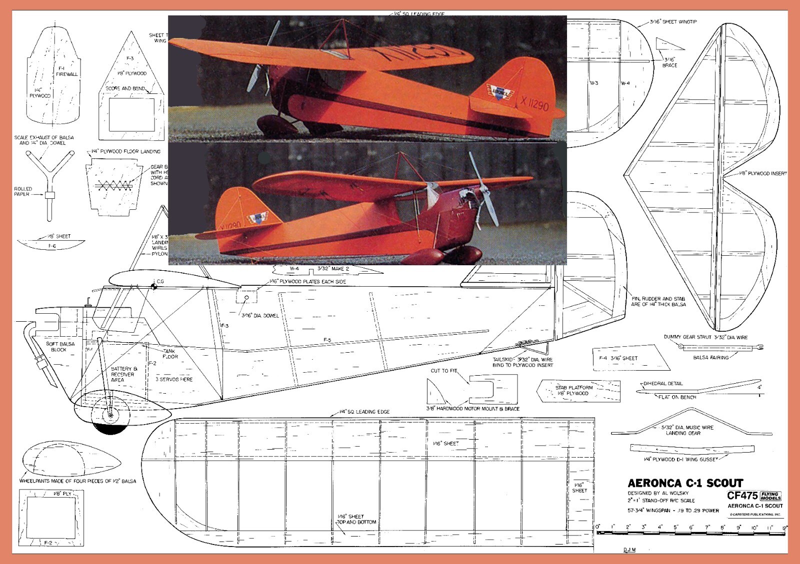 Model Airplane Plans (RC): Aeronca C-1 Scout 57-3/4" 1/6 S.O. Scale for ...