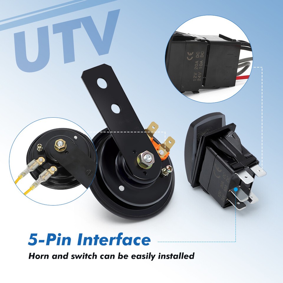 UTV Horn Rocker Switch Kit For Polaris RZR XP 900 1000 Ranger Can-Am ...