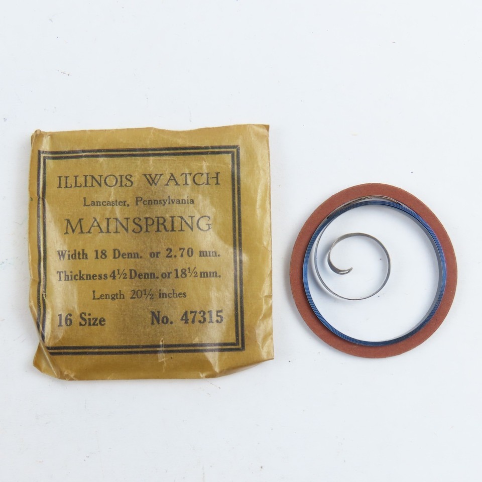 Illinois 16 Size Factory Blued Pocket Watch Mainsprings | eBay