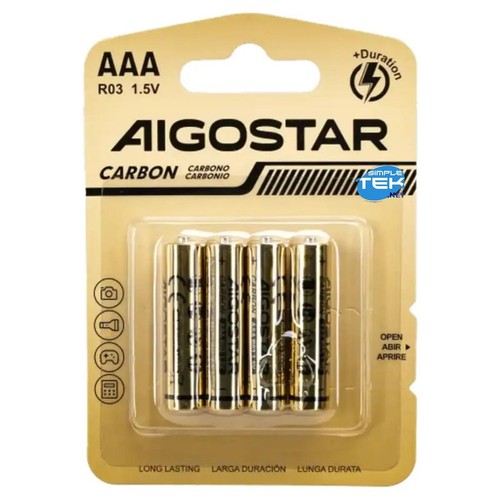 4 X AAA Mini Carbon Batteries R03 1.5V Non Rechargeable [Blister Of 4 ...