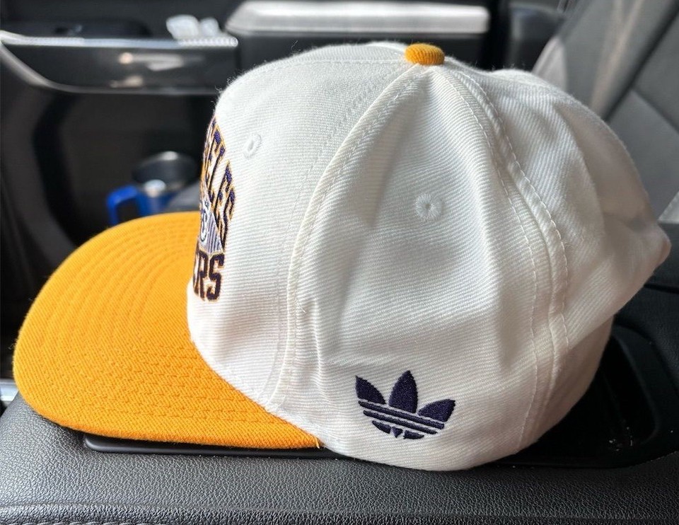 Vintage Los Angeles Lakers Adidas SnapBack Hat Cap White Gold NBA Logo ...