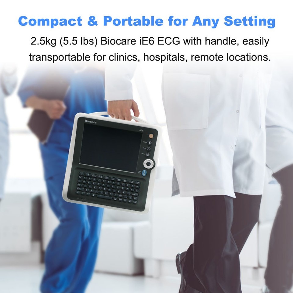 Biocare 12 Lead 6 Channel ECG Machine Interpretive ST Diagnosis HRV ...