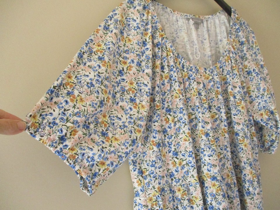 SUZANNE GRAE FLORAL PRINT DRESS COTTON BLEND 2XL PLUS SIZE SHORT ...