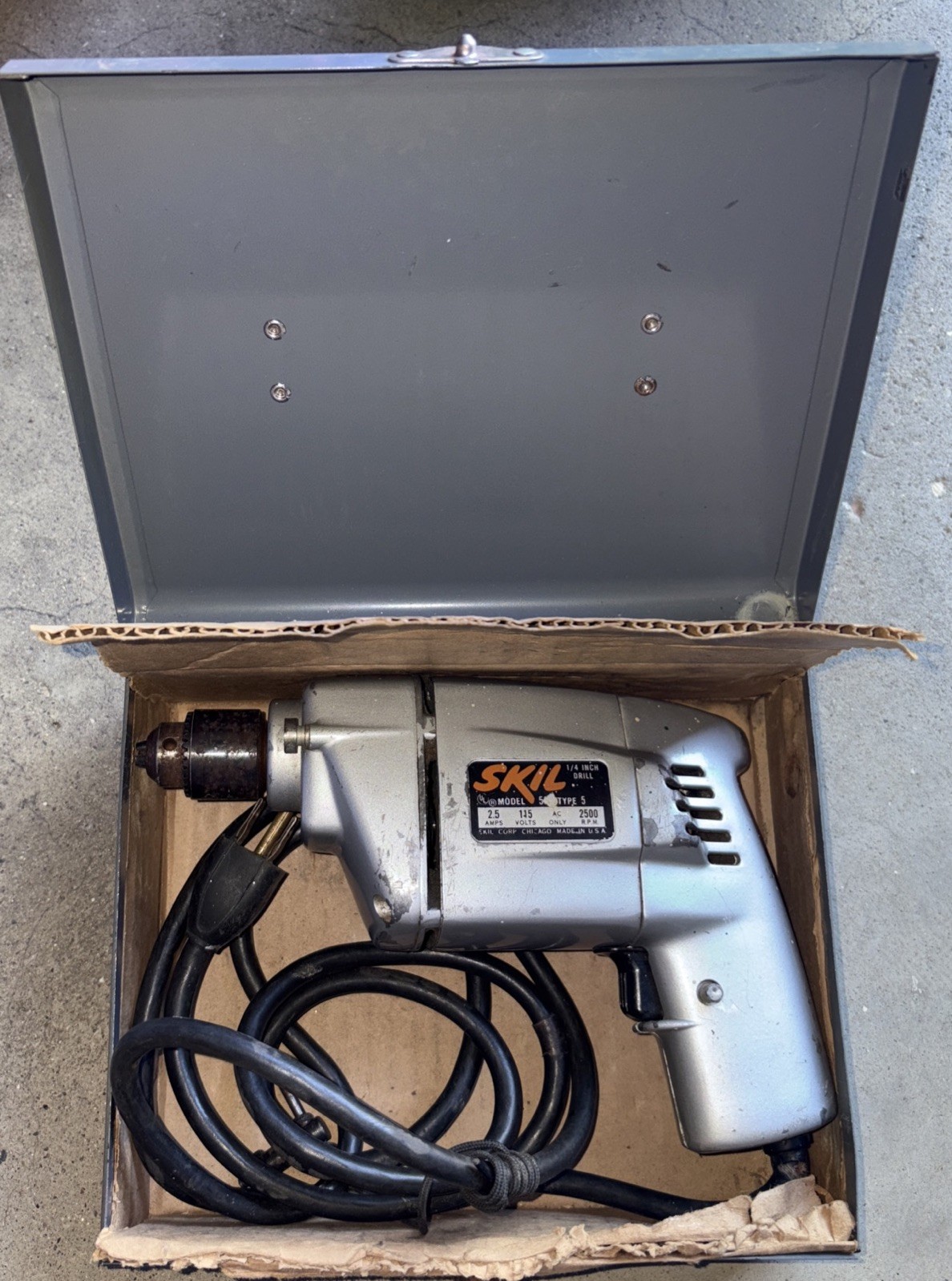 Vintage Skil 503- Type 5 ~ 1/4 Inch Electric Drill Storage Box & Chuck ...