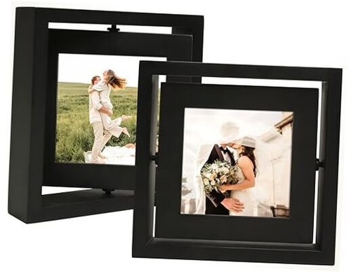 4x4 Double-Sided Rotating Floating Square Picture Frames (2 Pack), 4x4 ...