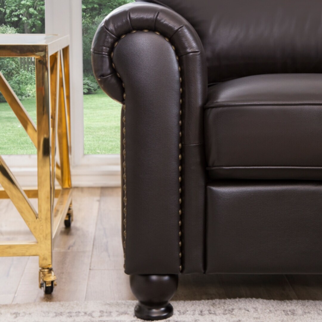 Abbyson Living London Top Grain Leather Room Sofa Set Baci Living Room