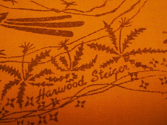 VTG HARWOOD STEIGER TABLECLOTH MCM ROADRUNNER CACTUS BURNT ORANGE ...