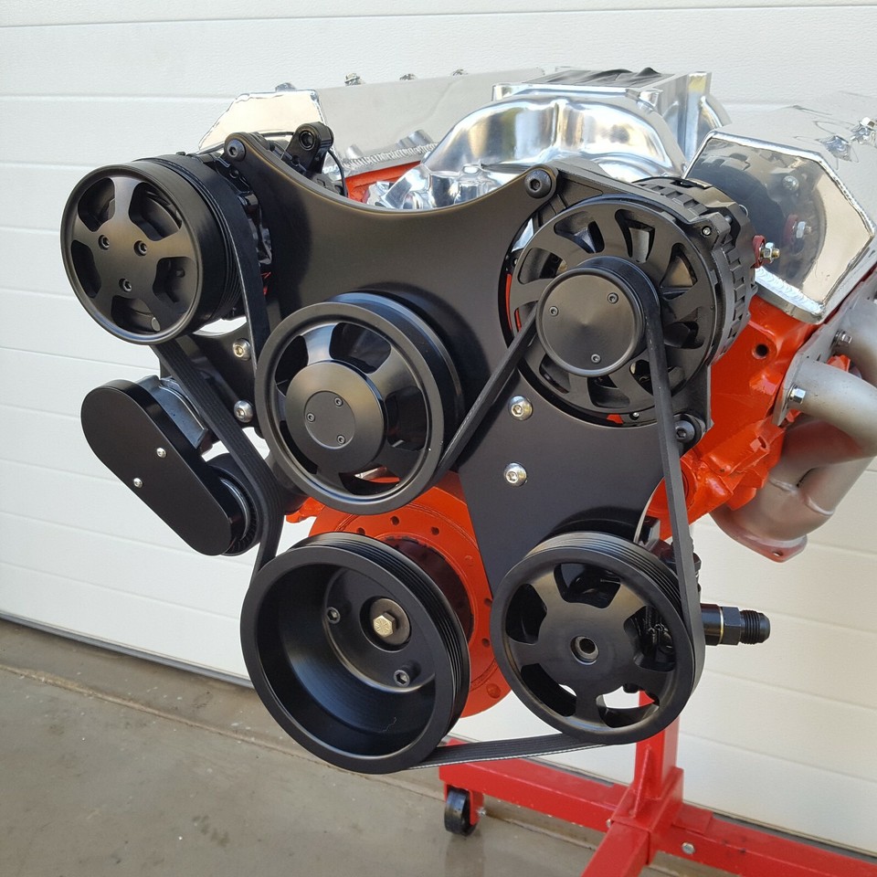 Small Block Chevy Serpentine Kit Front Drive System Black SBC 305 327 ...