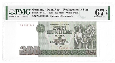 Germany 200 Mark 1985 Pk 32* Replacement PMG 67 EPQ Superb Gem Unc Top ...