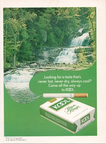 KOOL Filter Kings Original 1972 Vintage Print Ad Cigarettes Waterfall ...