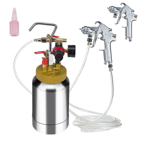 2L/0.5gal Spray Paint Pressure Pot Tank 1.8mm Nozzle Spray Gun Hoses ...