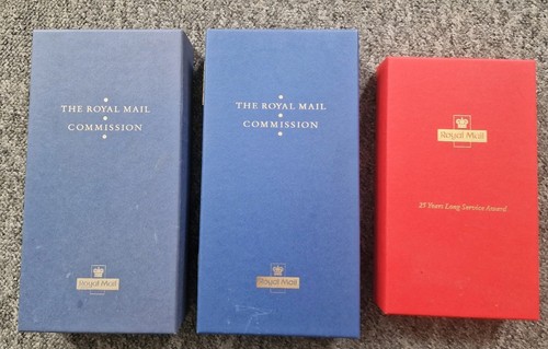 Set of 3 Royal Mail Long Service Award Ties & Pins, Bronze, Silver ...
