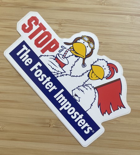 Vintage STOP The Foster Imposters Chicken’s Snow Surfer Skate Sticker ...