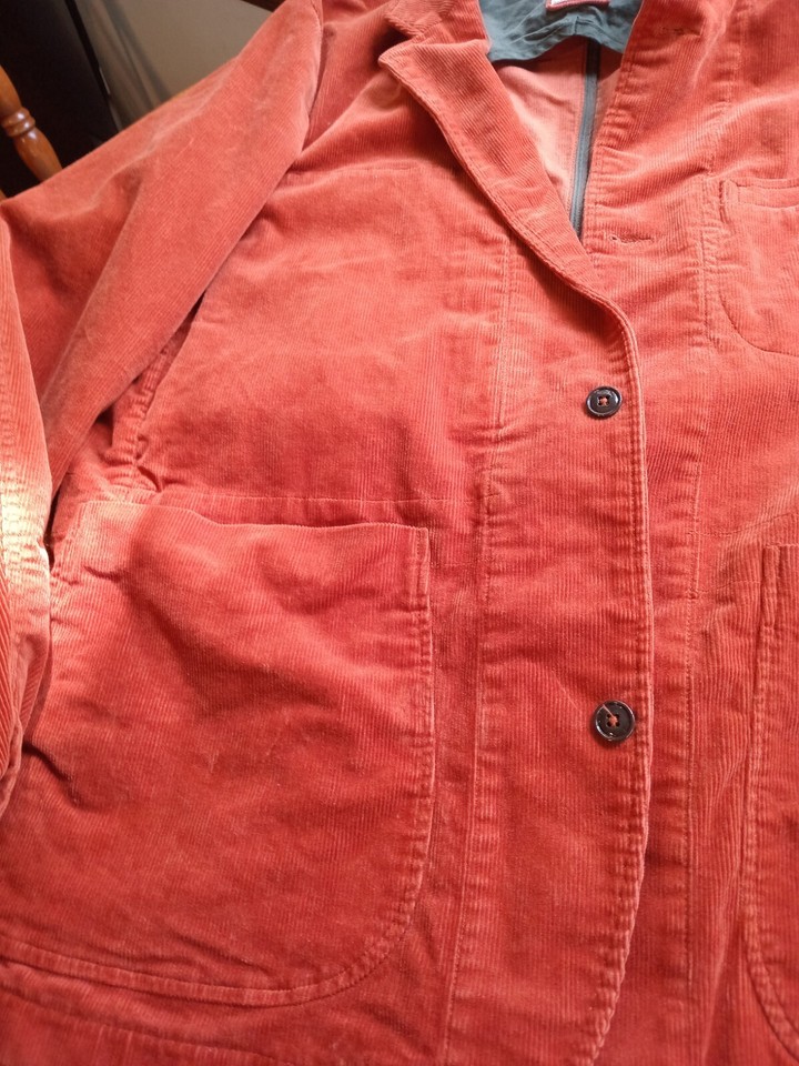 Relwen Trap Blazer Coat Work Shirt Orange Corduroy Bright Rye Mens Sz ...
