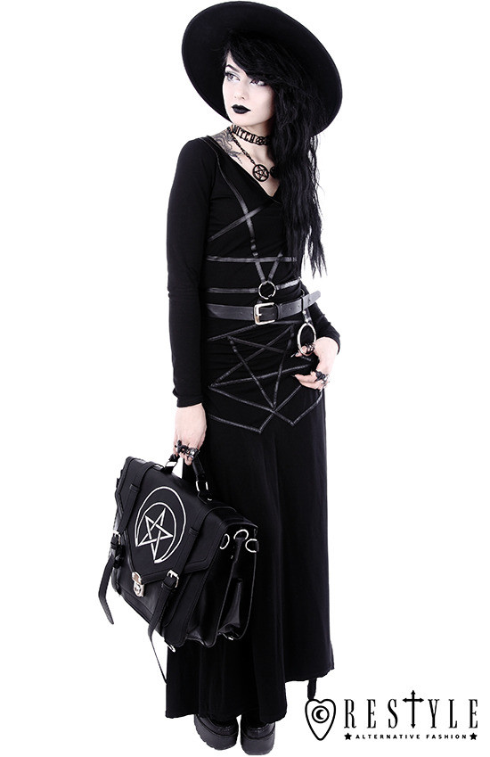 Restyle Pentagram Witch Wicca Magic Punk Gothic Emo Adult Womens Maxi ...