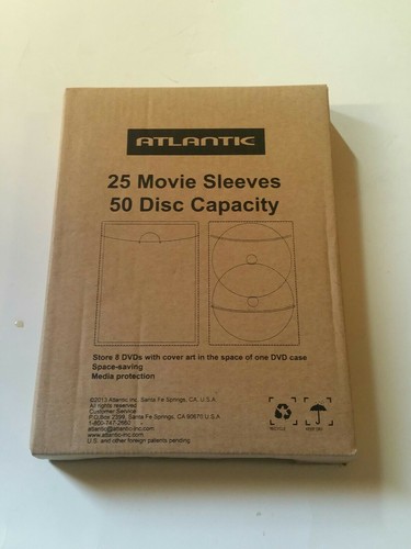 Atlantic 25 CD Storage DVD Blu Ray Media Living Clear Movie Sleeves ...