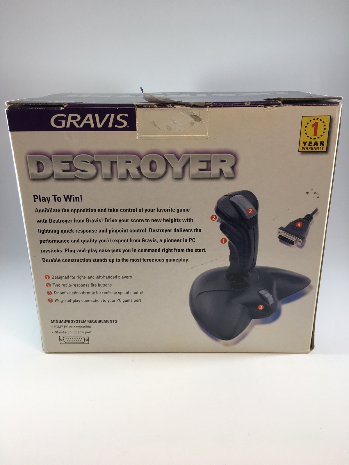 GRAVIS DESTROYER Computer PC Joystick Controller Rapid Fire Flight ...