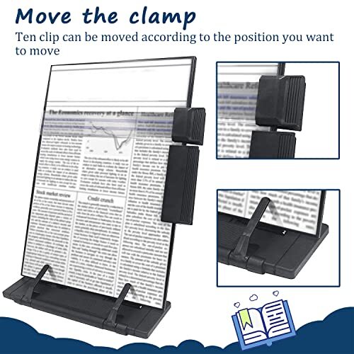 Desktop Document Book Holder with 7 Adjustable Positions Paper Holder ...