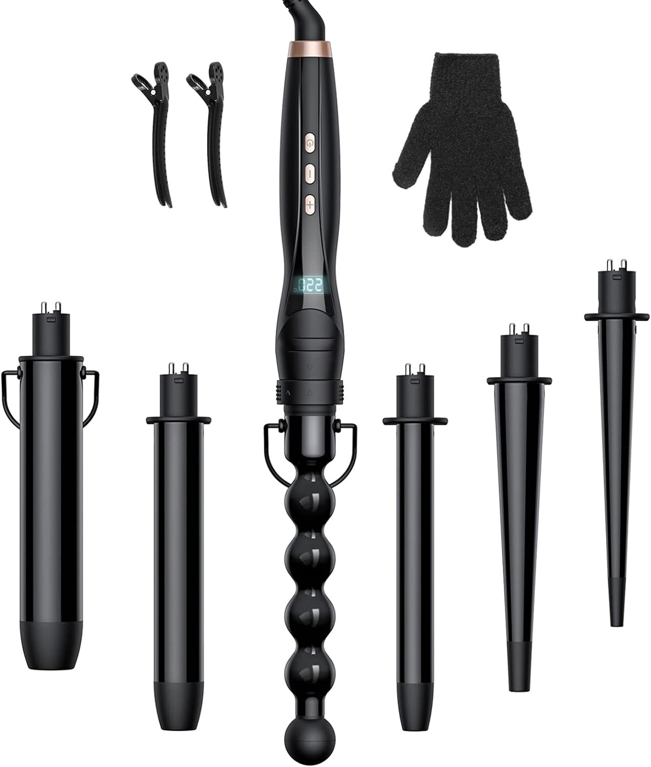 Bestope Pro 6 in 1 Curling Wand Set with Accessories Tourmaline Ceramic ...