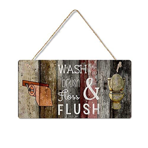 Rustic Bathroom Signs Wall Decor Toilet Wood Decor Sign - Wash Brush ...
